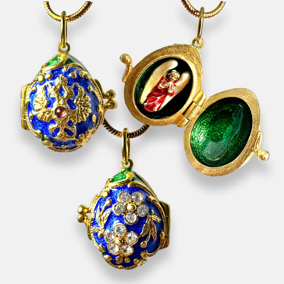 Faberge Egg Locket: Praying Angel, Sterling Silver, Blue Enamel - Etsy