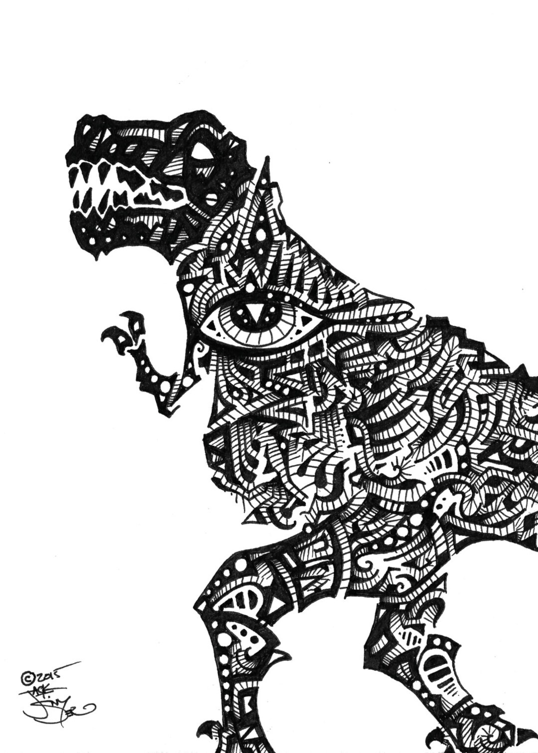 T. Rex Surreal Pen and Ink Drawing - Etsy UK