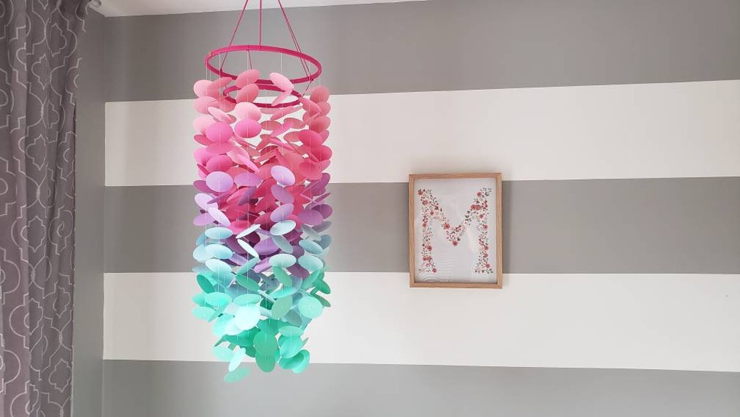 Pastel Rainbow Paper Mobile. Decoration for Children's Rooms. Baby Girl ...