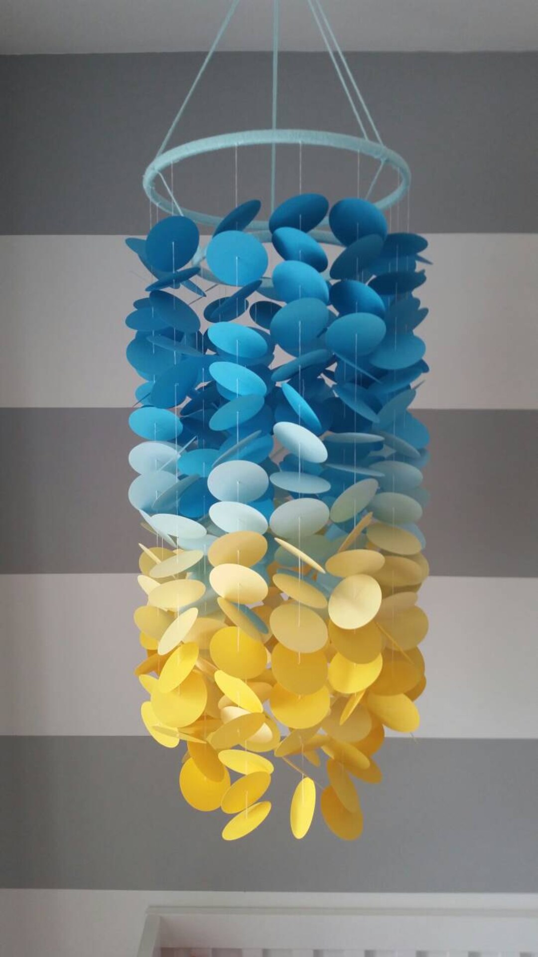 Paper Mobile Sun Color in Blue and Yellow Tint. Baby Boy Nursery. Baby ...