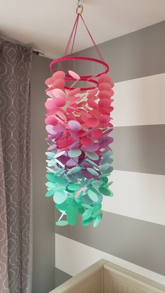 Pastel Rainbow Paper Mobile. Decoration for Children's Rooms. - Etsy