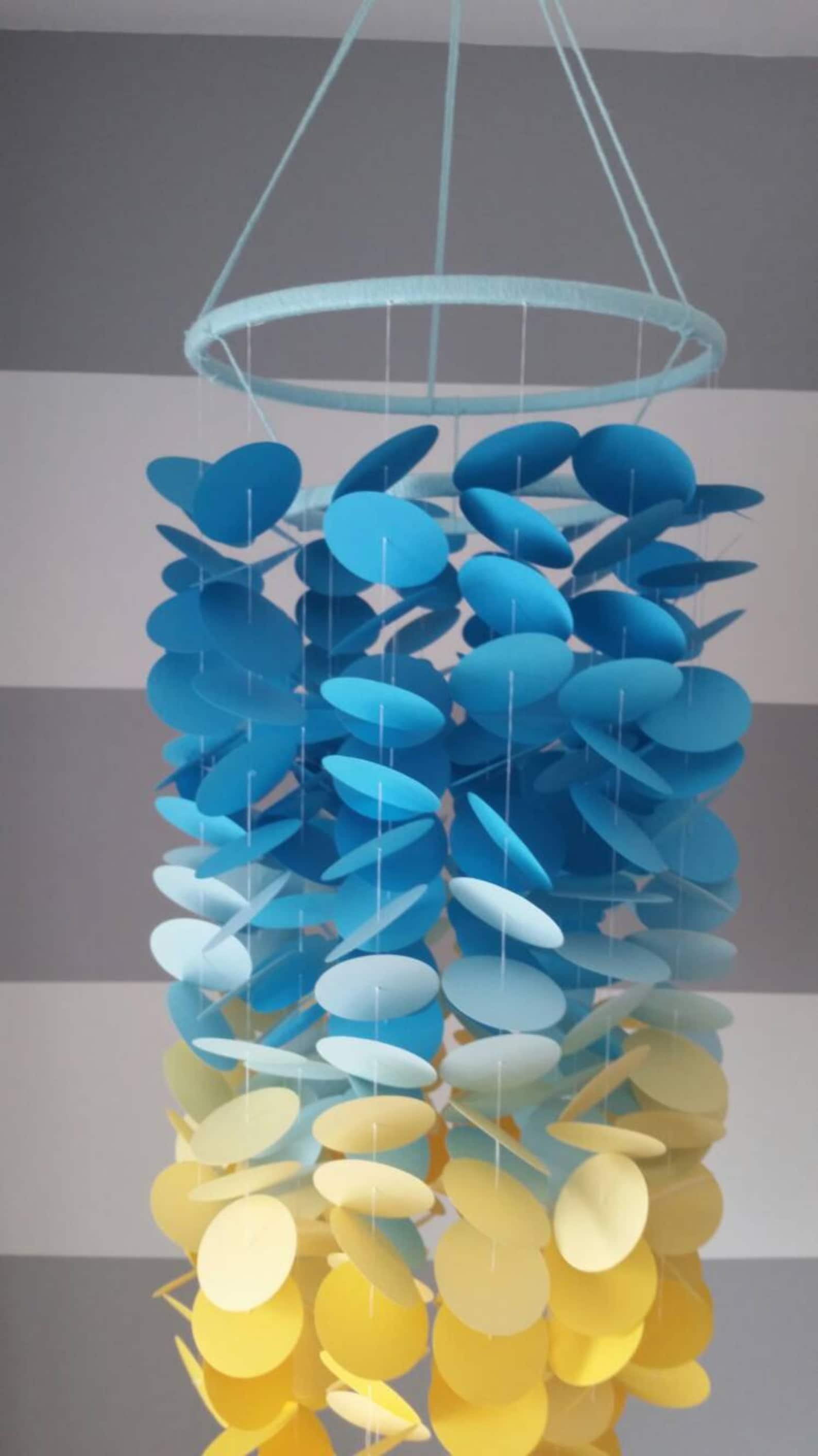 Paper Mobile Sun color in Blue and yellow tint. Baby boy | Etsy