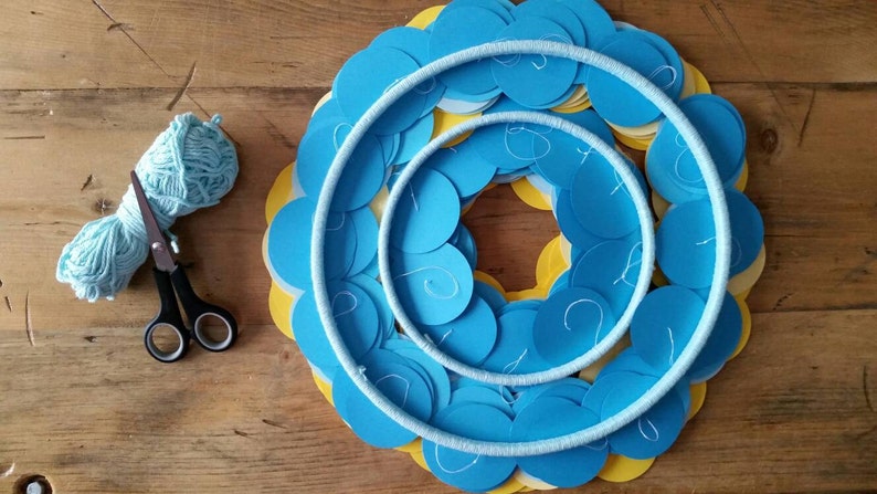 Paper Mobile Sun color in Blue and yellow tint. Baby boy | Etsy