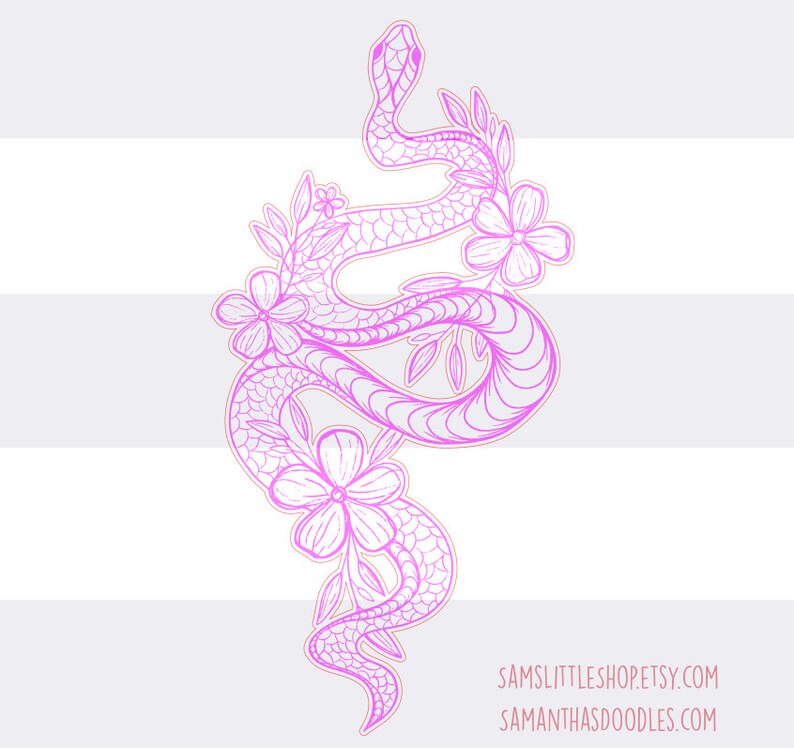 Suzy Snake With Flowers Engraving File Snake Doodle Files | Etsy