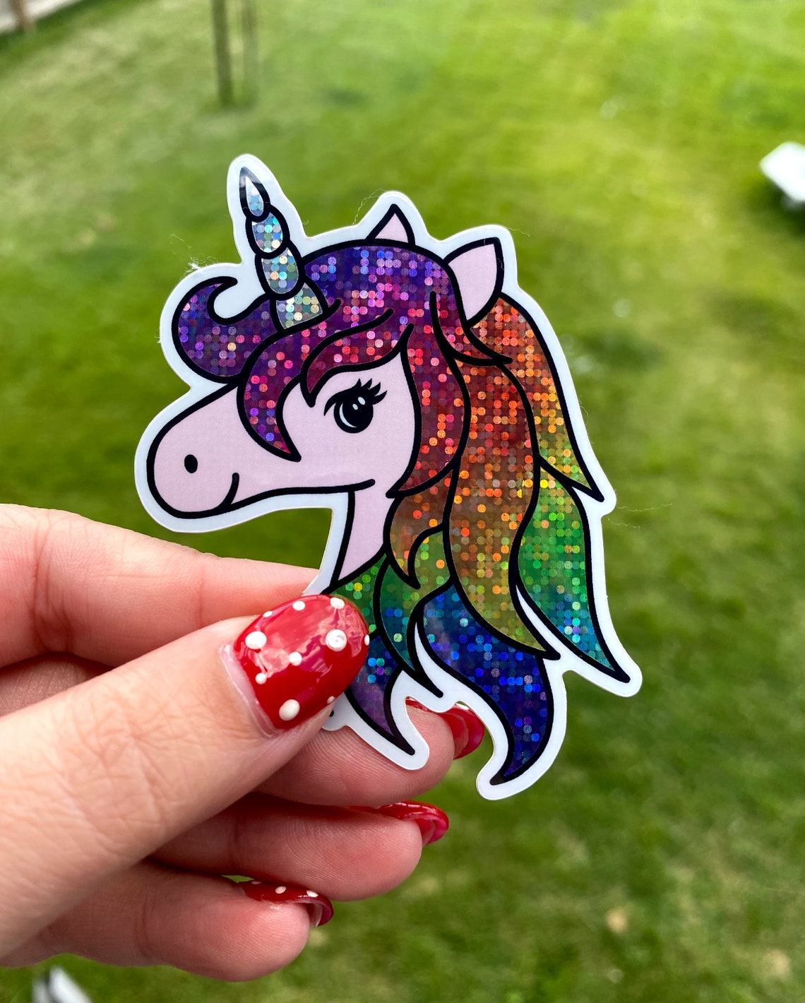 Glitter Rainbow Unicorn Waterproof Vinyl Sticker Pink - Etsy