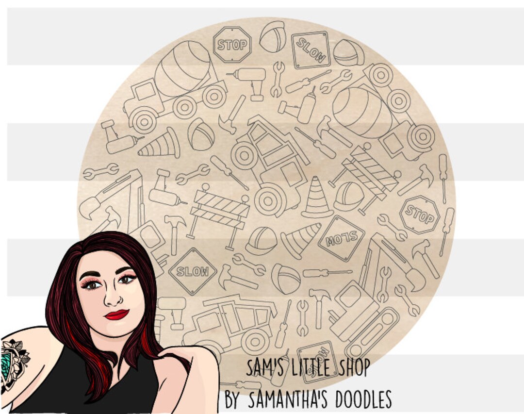 Construction Site Doodle SCORING Pattern File Bundle - Laser Score ...