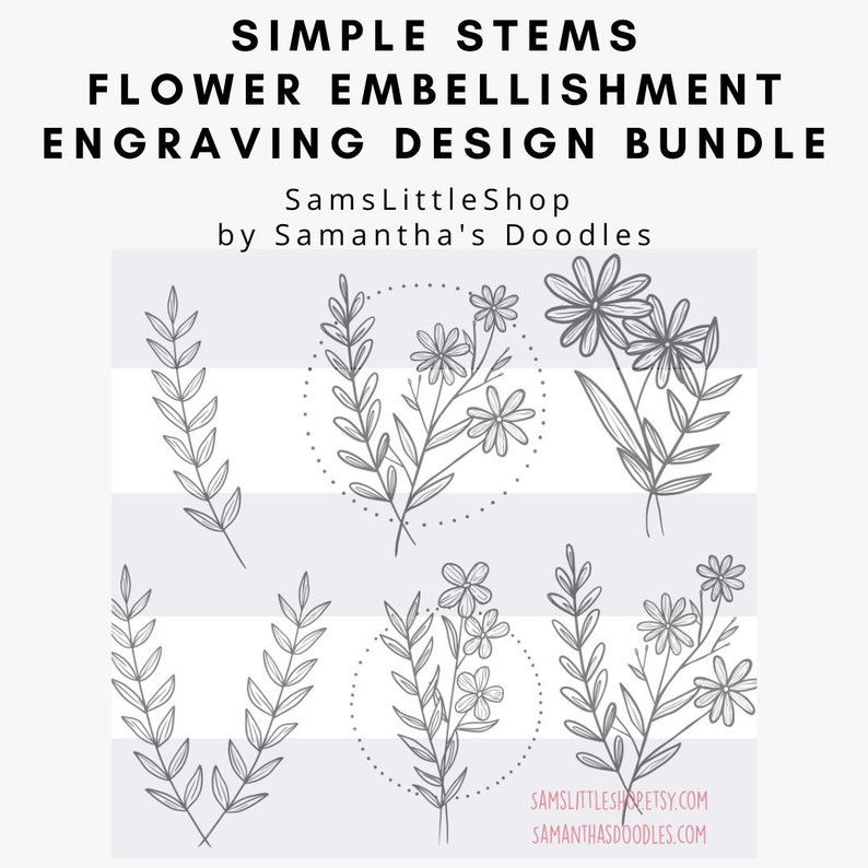 Simple Stems Engraving File Bundle Flower Doodle Files | Etsy