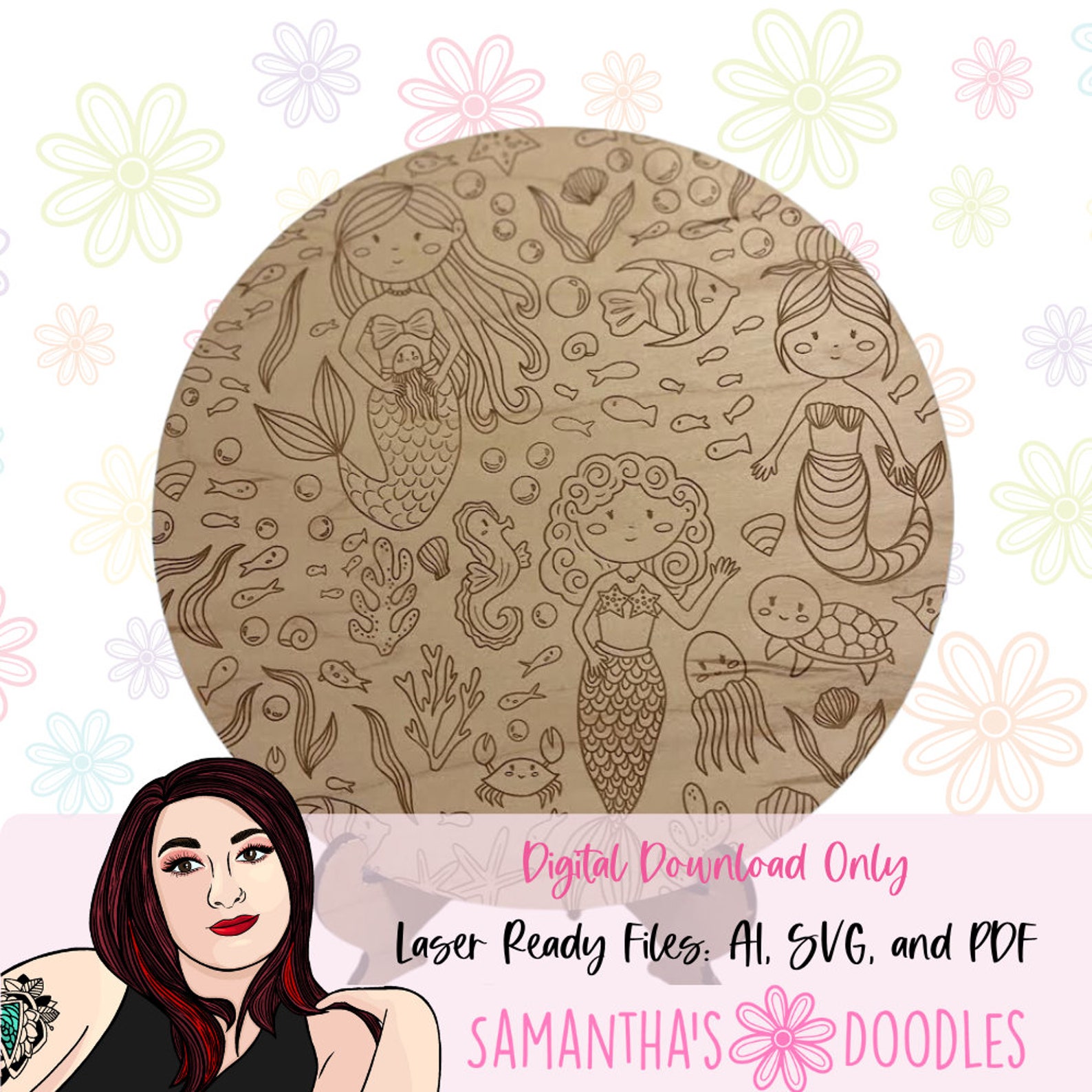 Mermaid Magic Engraving Laser File: Fantasy Sign Backer Bundle (SVG, AI ...