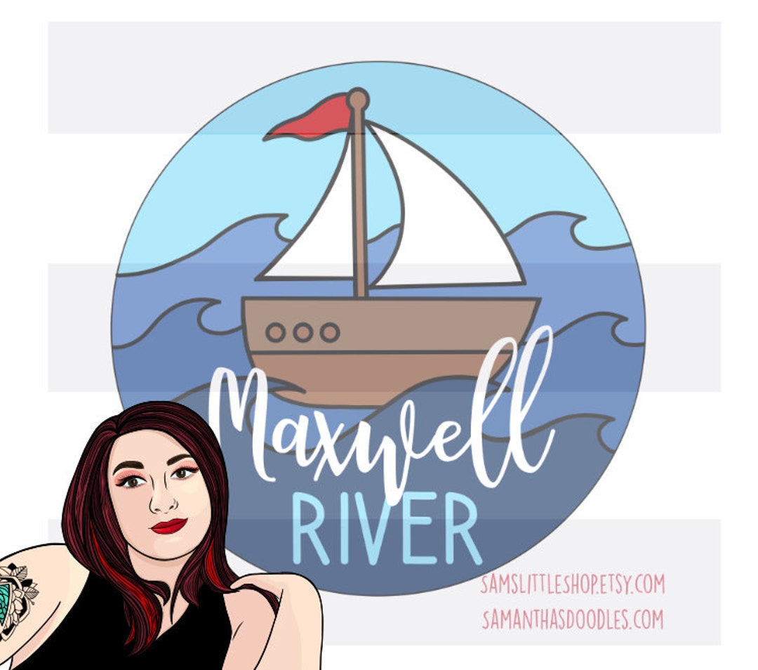 Maxwell Sailboat Cute SVG for Nursery Round Name Sign SVG - Etsy