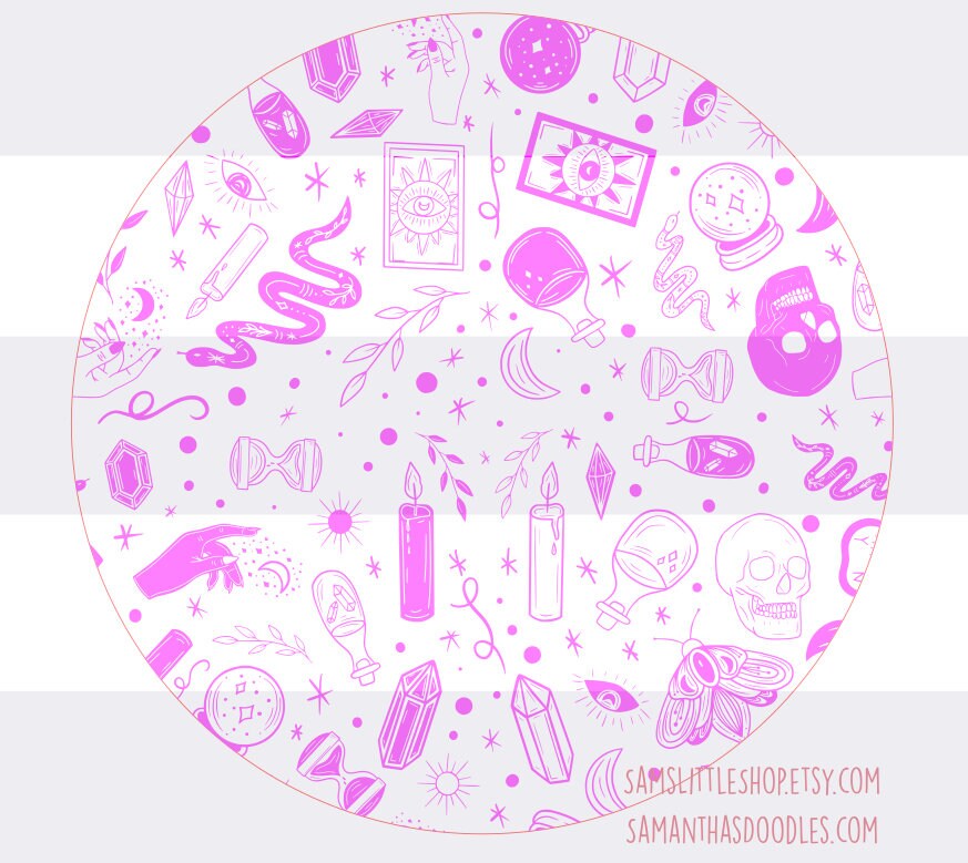 Witch Please Engraving Doodle Pattern Circle and Square | Etsy