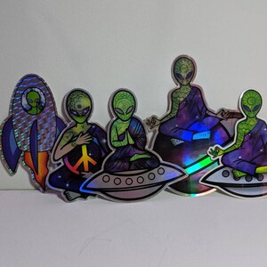 Holographic Meditating Alien Buddha Vinyl Sticker Decal for - Etsy