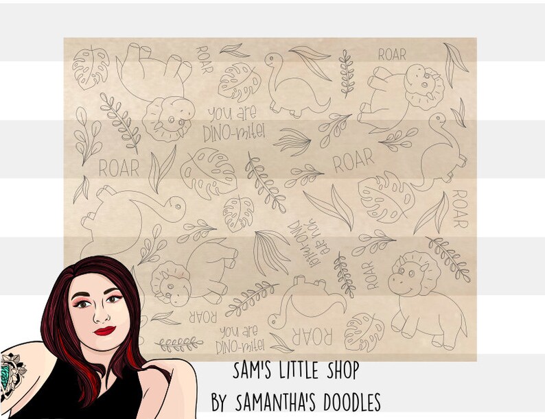 Dinosaur Doodle SCORING Pattern File Bundle Laser Score - Etsy