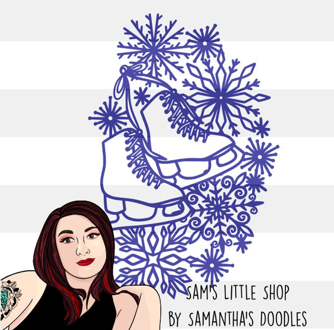 Elsa Snowflakes & Ice Skates Doodle SVG Hand-drawn Winter SVG FILE for ...