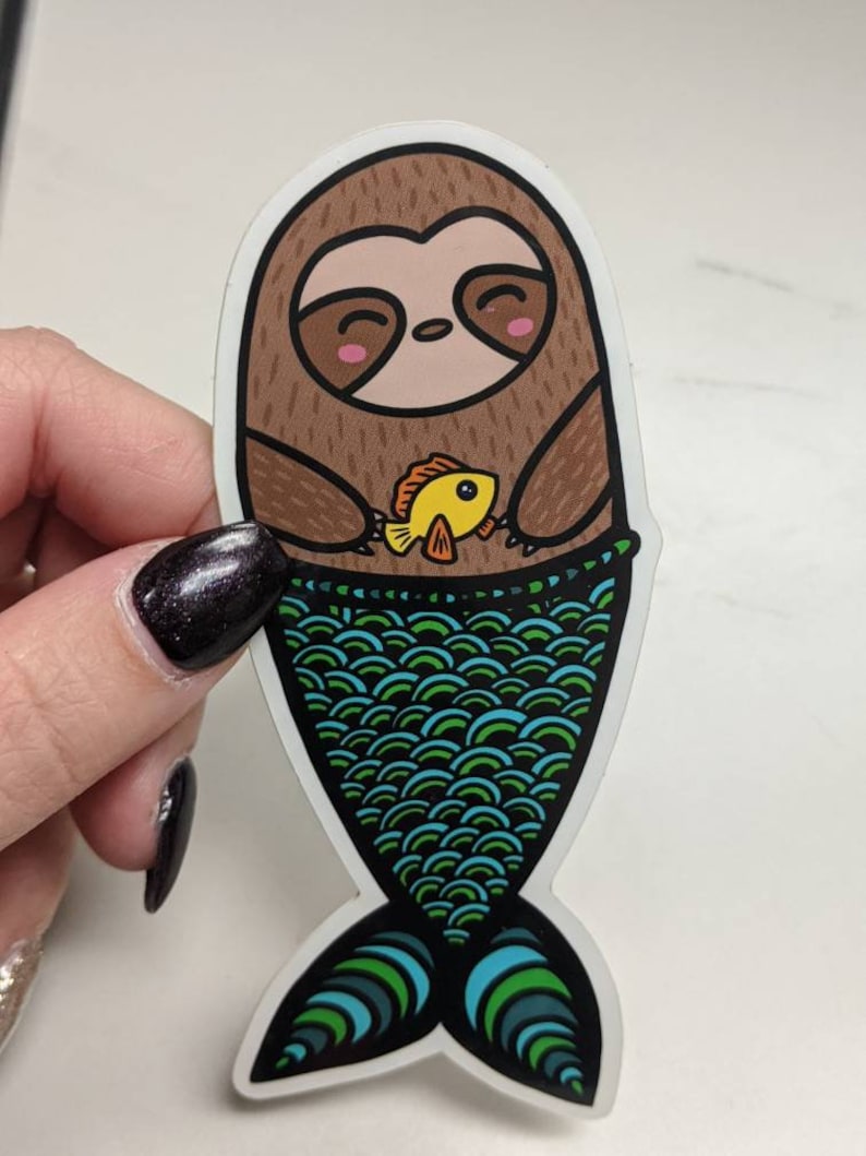 Waterproof Sloth Mermaid Water Bottle Stickers | Etsy
