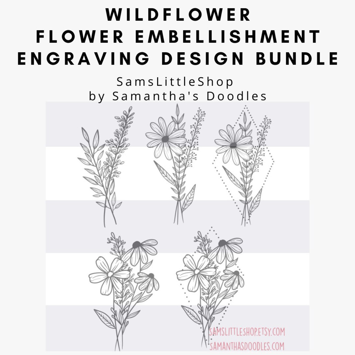 Wildflowers Engraving File Bundle Flower Doodle Files - Etsy