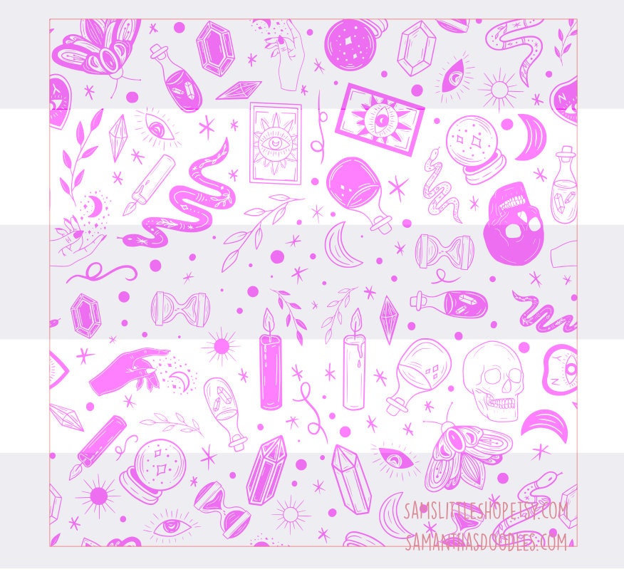 Witch Please Engraving Doodle Pattern Circle and Square | Etsy