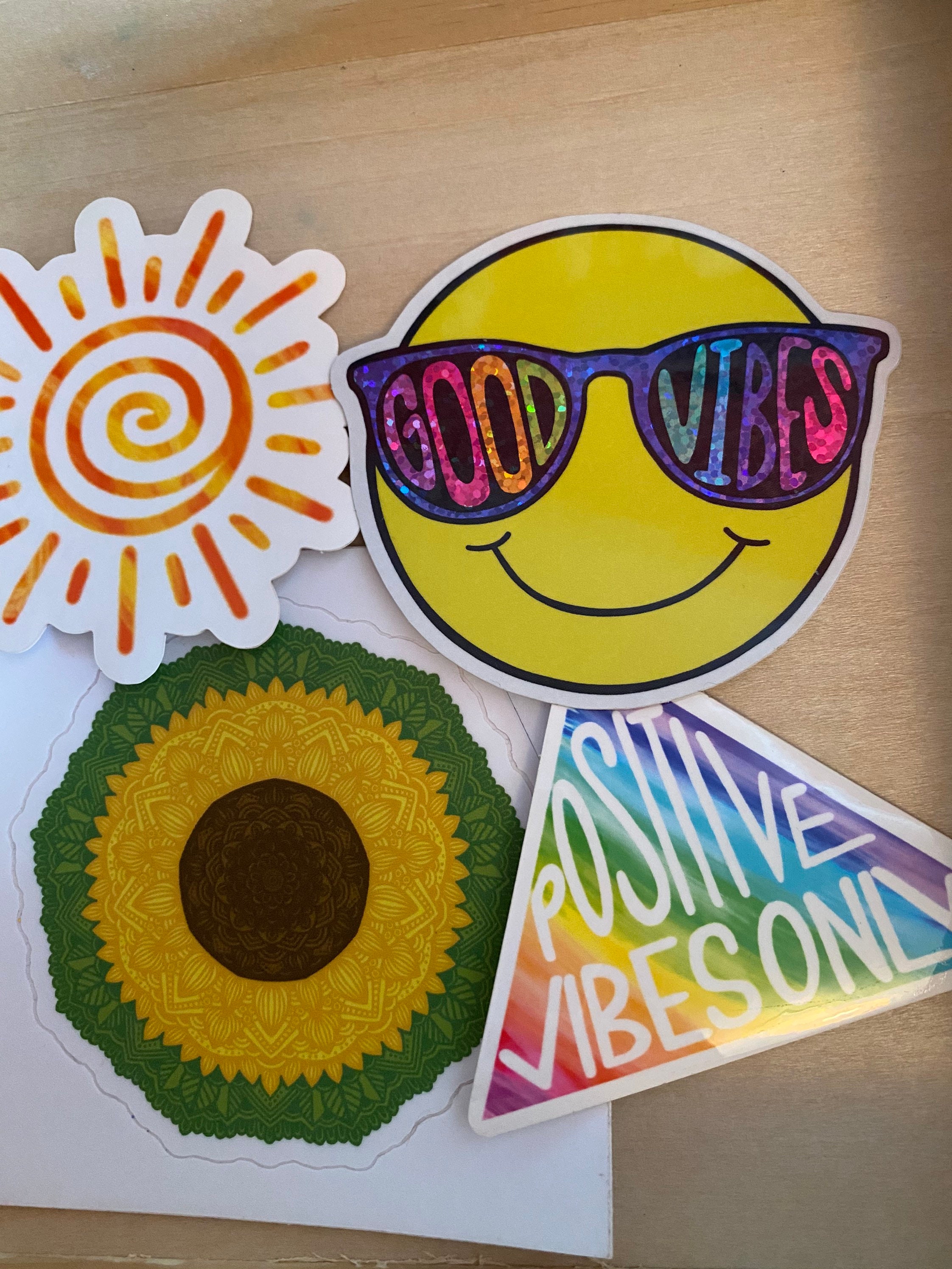 Waterproof Good Vibes Smiley Face Glitter Sticker Rainbow Car | Etsy