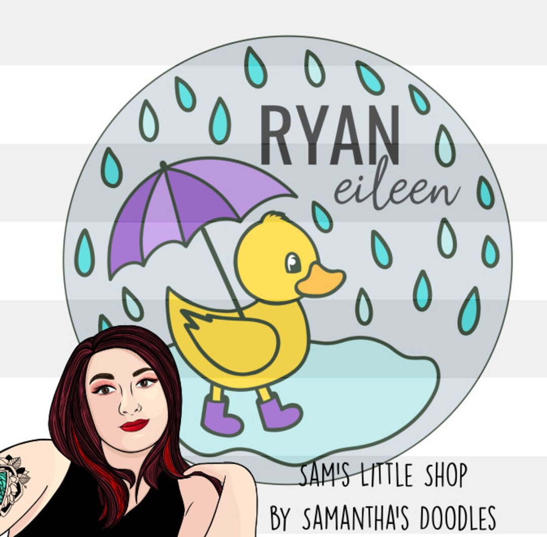 Ryan Duck Rain Puddle Doodle Sign SVG Hand-Drawn Duck SVG FILE for ...