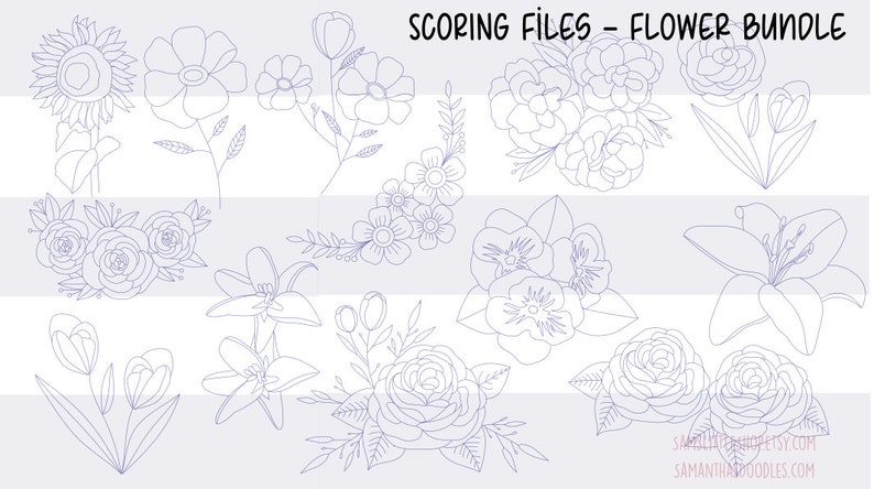 Scorable Flower Design Bundle 13 Flower Score Designs | Etsy