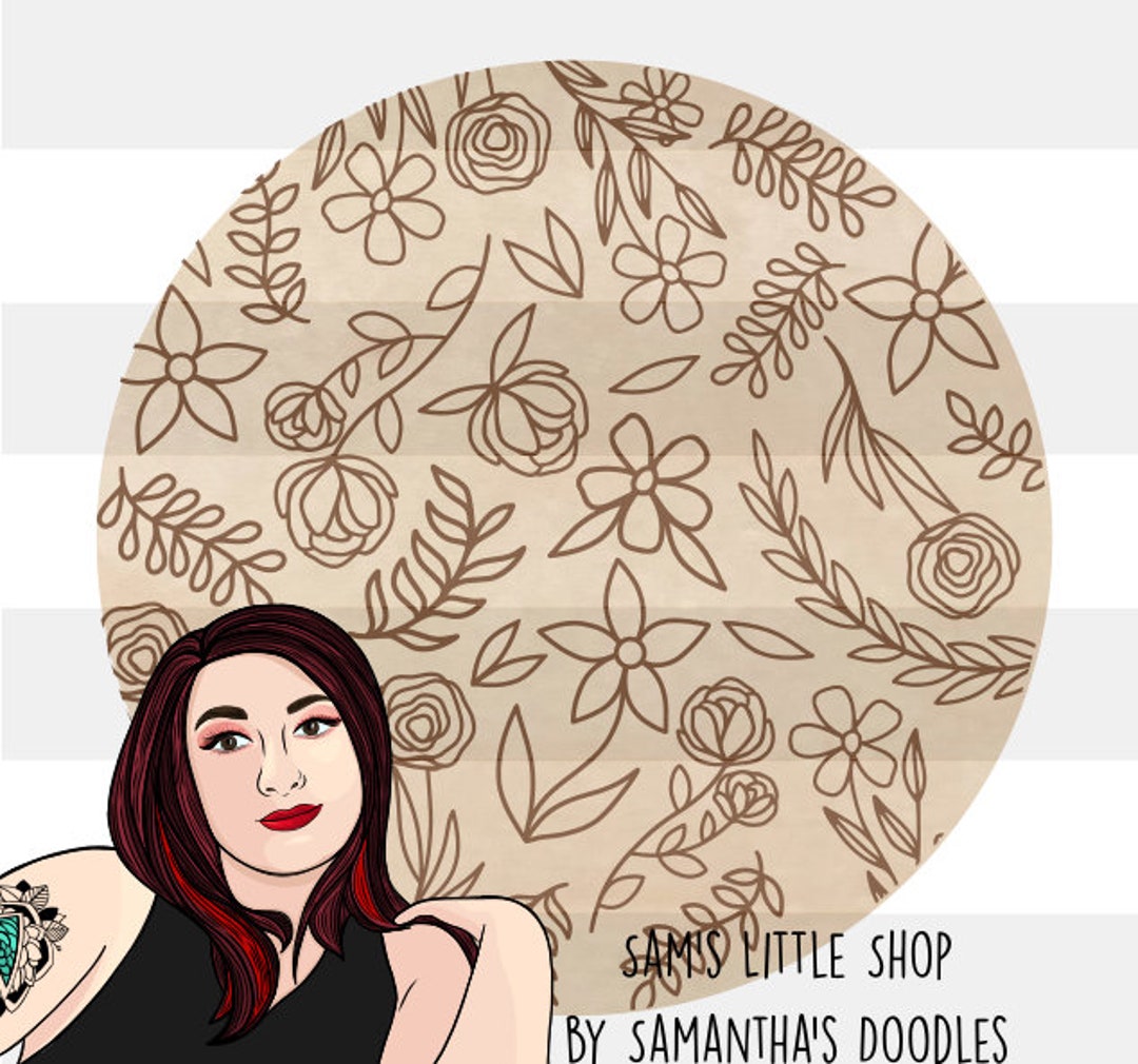 Floral Doodle SVG File: Spring Flower Engraving Pattern (digital ...