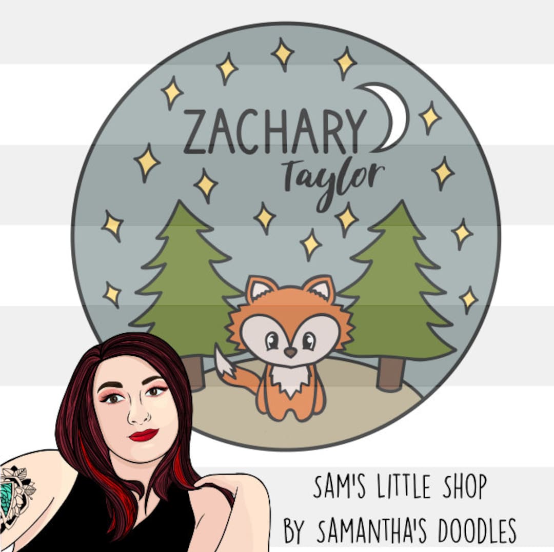 Zachary Fox Woods Doodle Sign SVG Hand-drawn Fox SVG FILE for Laser Cut ...