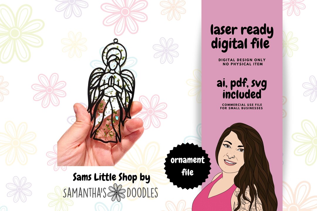 Layered Angel Ornament SVG File | Layered Angel Suncatcher Template ...