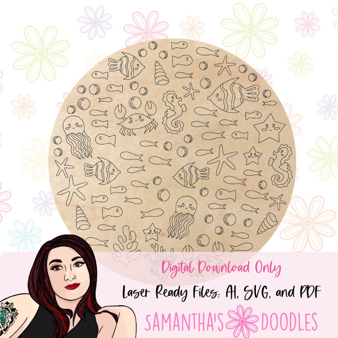 Deep Blue Sea Scoring Laser File Backer Bundle Laser Cut Files Ocean ...