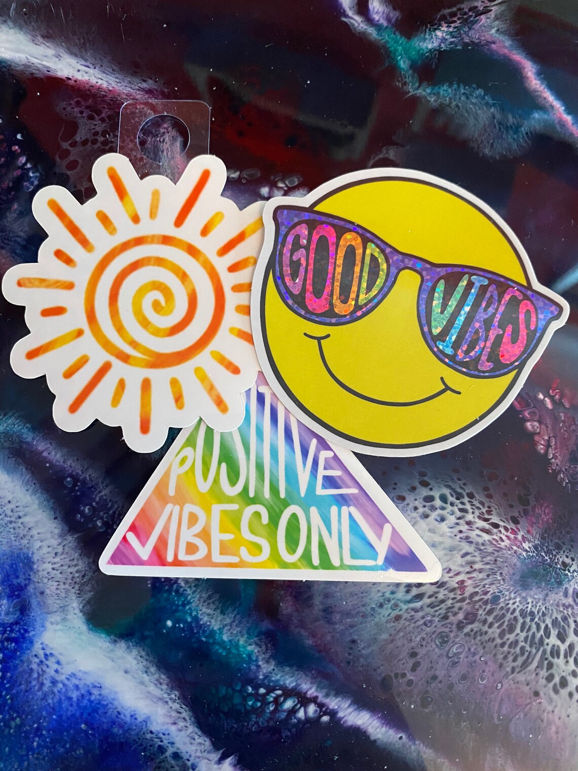 Waterproof Good Vibes Smiley Face Glitter Sticker Rainbow Car | Etsy