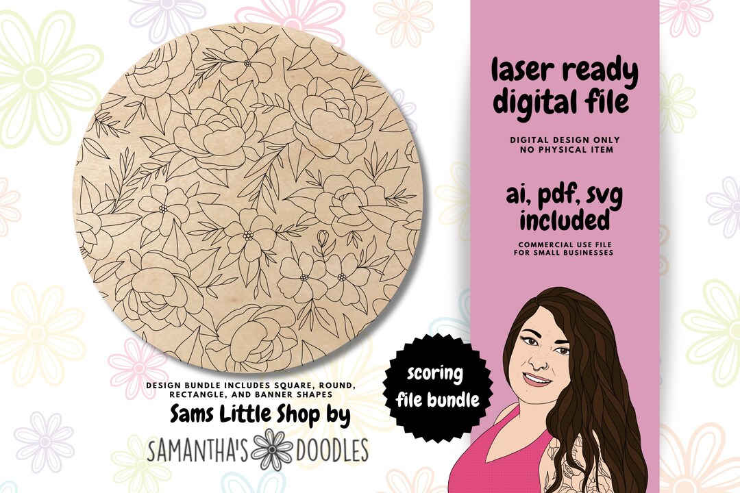 Floral Scoring Backer Bundle - Laser Score Files - Scored Flowers ...