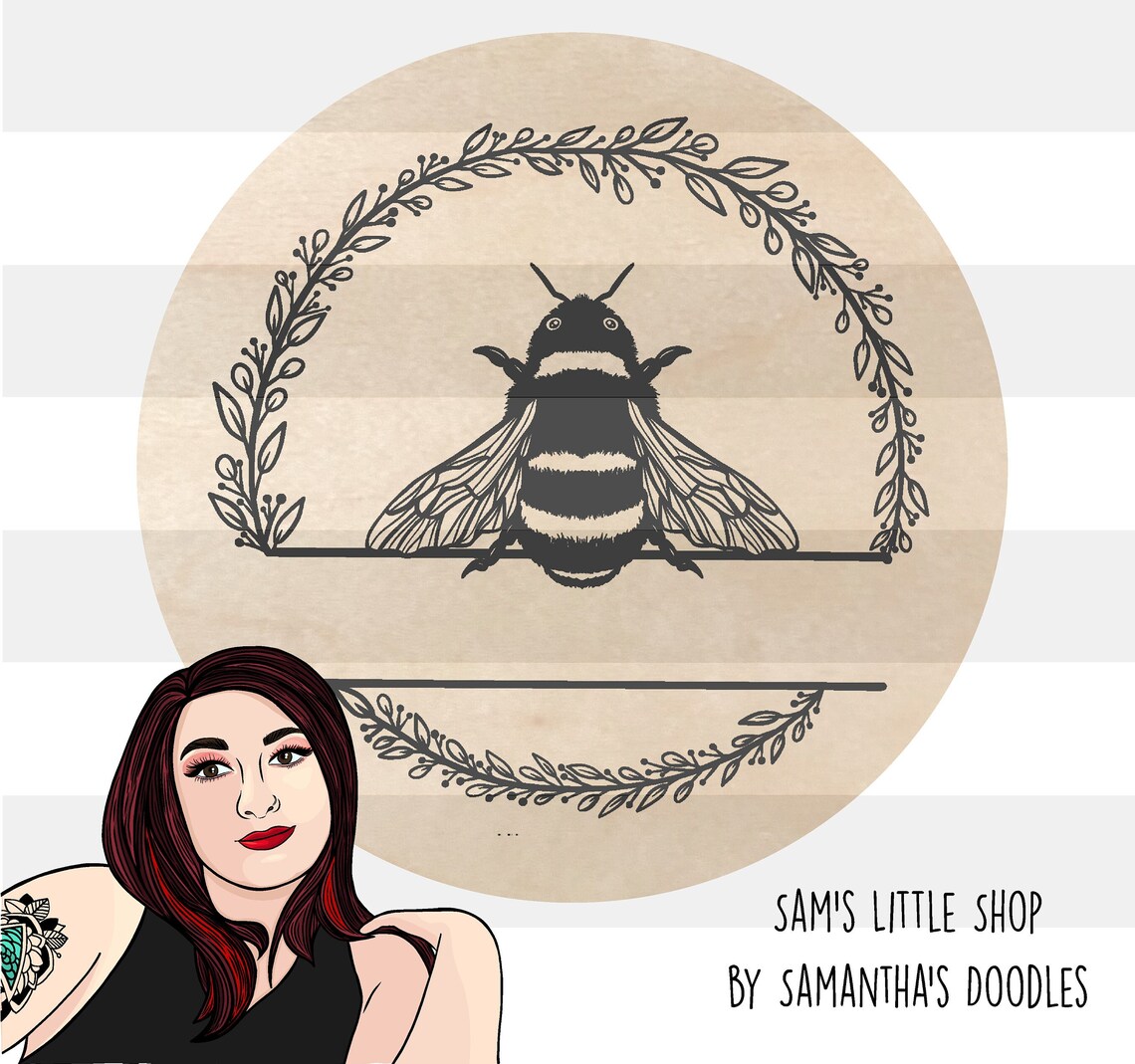 Split Bee Name Monogram Design Engraving Files - Etsy