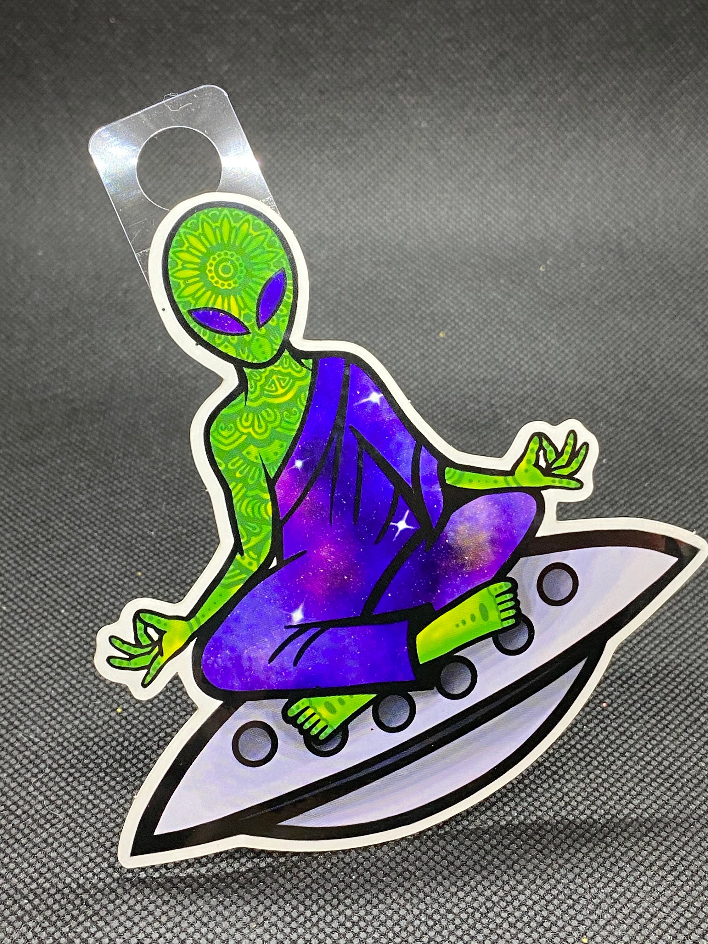 Meditating Alien Buddha on Spaceship Vinyl Sticker Decal for | Etsy