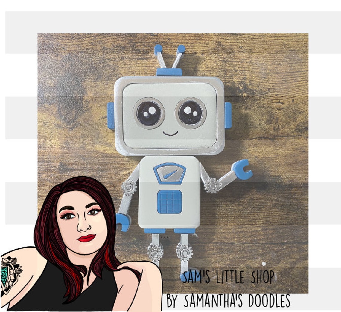 Bert the Bot Single Line Robot Cut File SVG File Single - Etsy