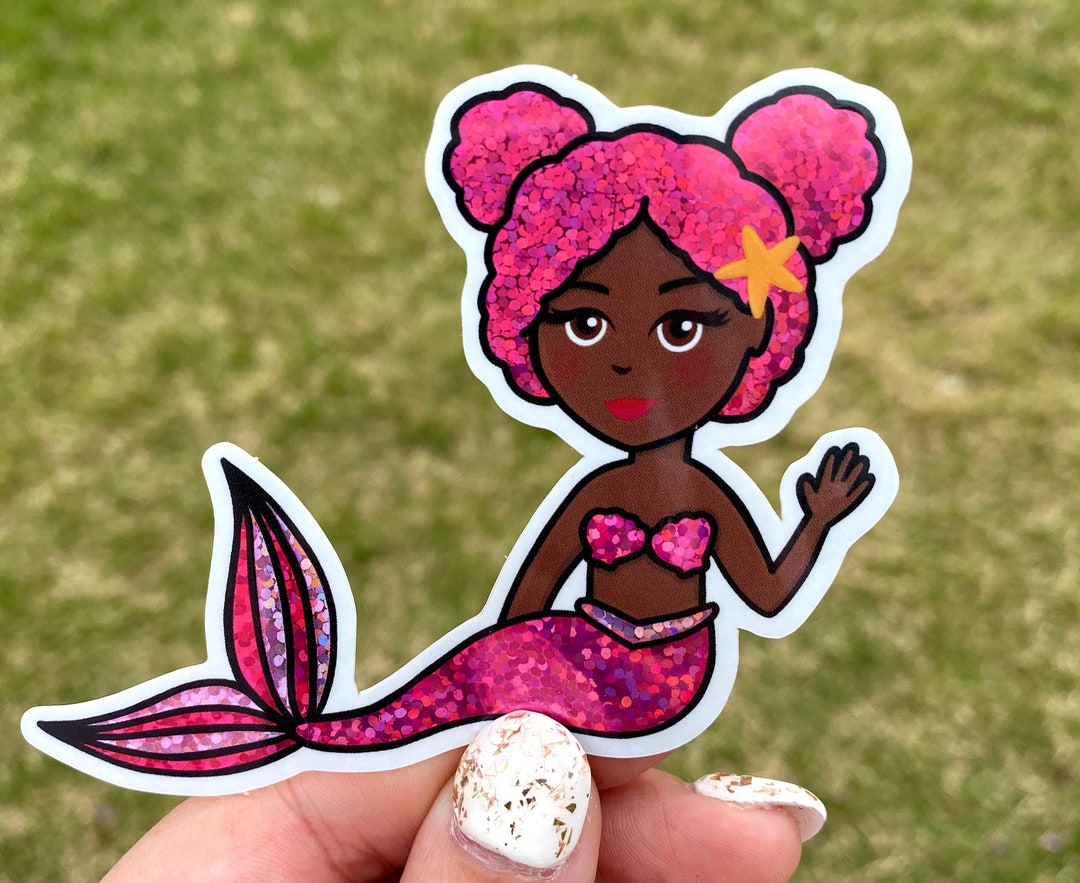 Glitter Pearl Mermaid Sticker Pink Sparkly Mermaid Sticker Waterproof ...