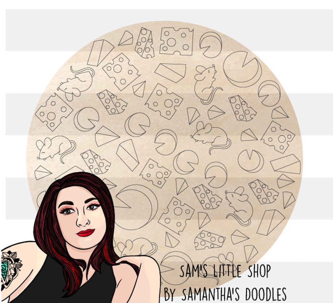 Mouse and Cheese Doodle Scoring Pattern: Laser Cut Files (SVG/PDF) - Etsy