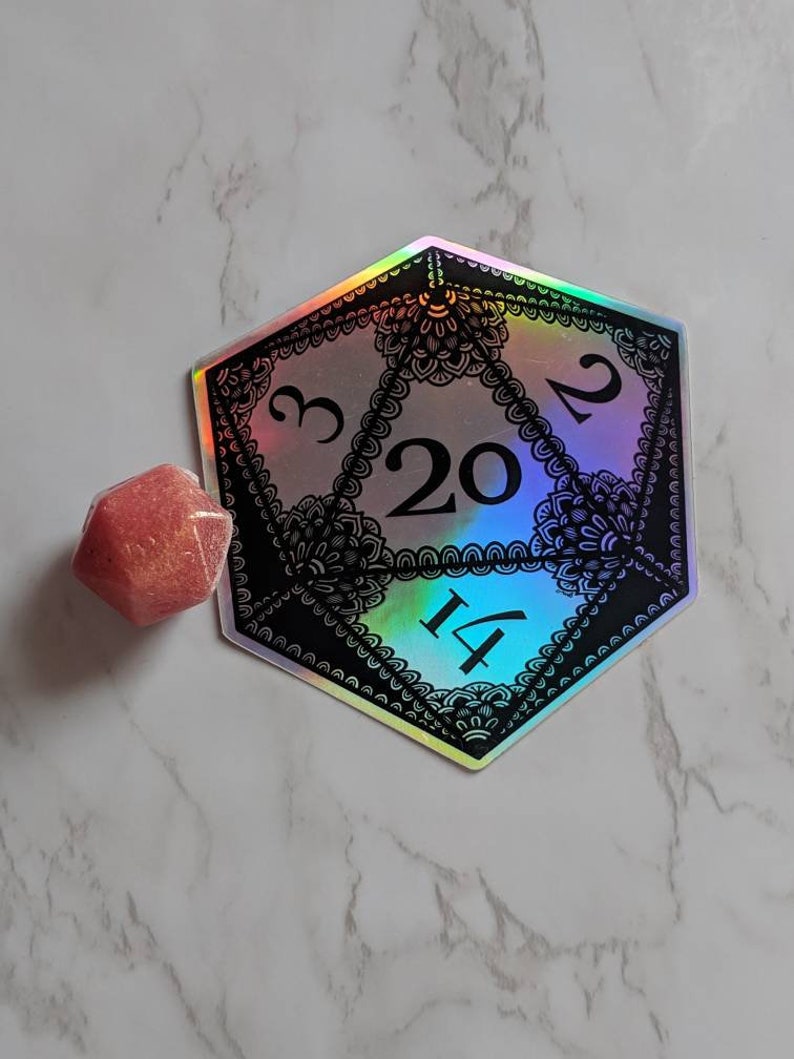 Holographic 20 Sided Dice Vinyl Sticker Decal for Car Laptop | Etsy