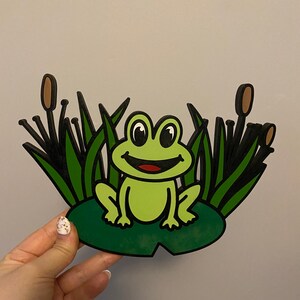 Roger Ribbit Frog on Lily Pad Sign SVG File Cute Frog With Leaves and ...