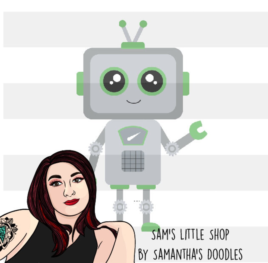 Bert the Bot Single Line Robot Cut File SVG File Single - Etsy