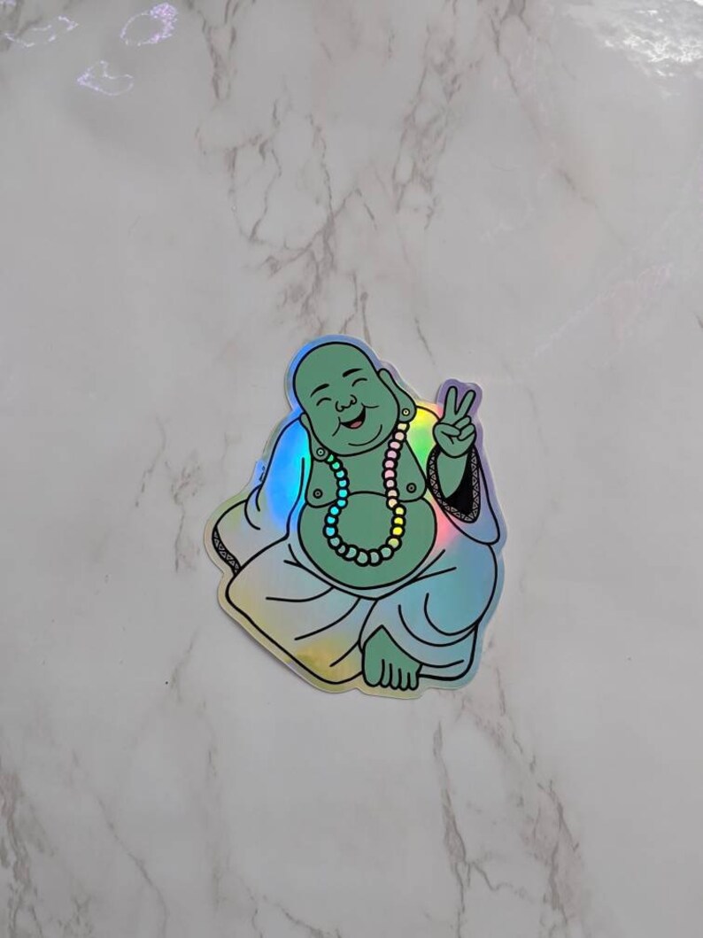 Holographic Fat Laughing Buddha Vinyl Sticker Decal for Car | Etsy