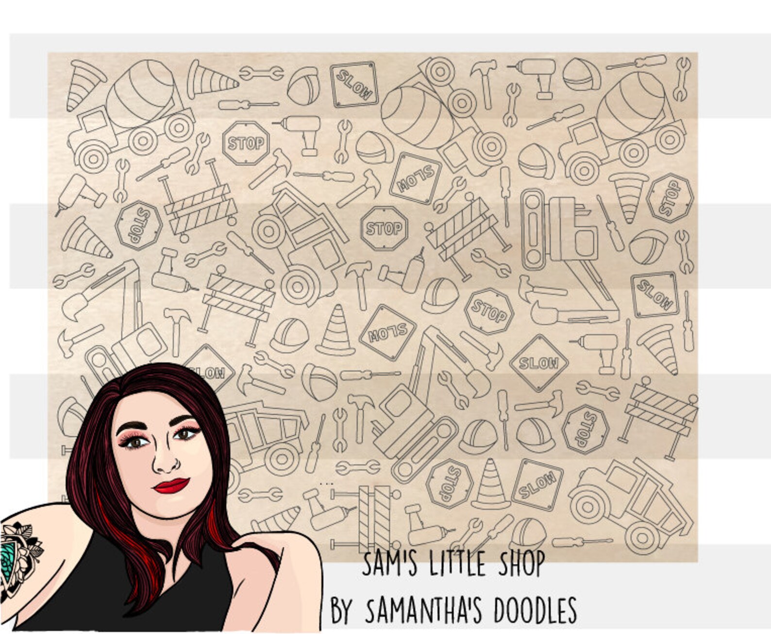 Construction Site Doodle SCORING Pattern File Bundle - Laser Score ...