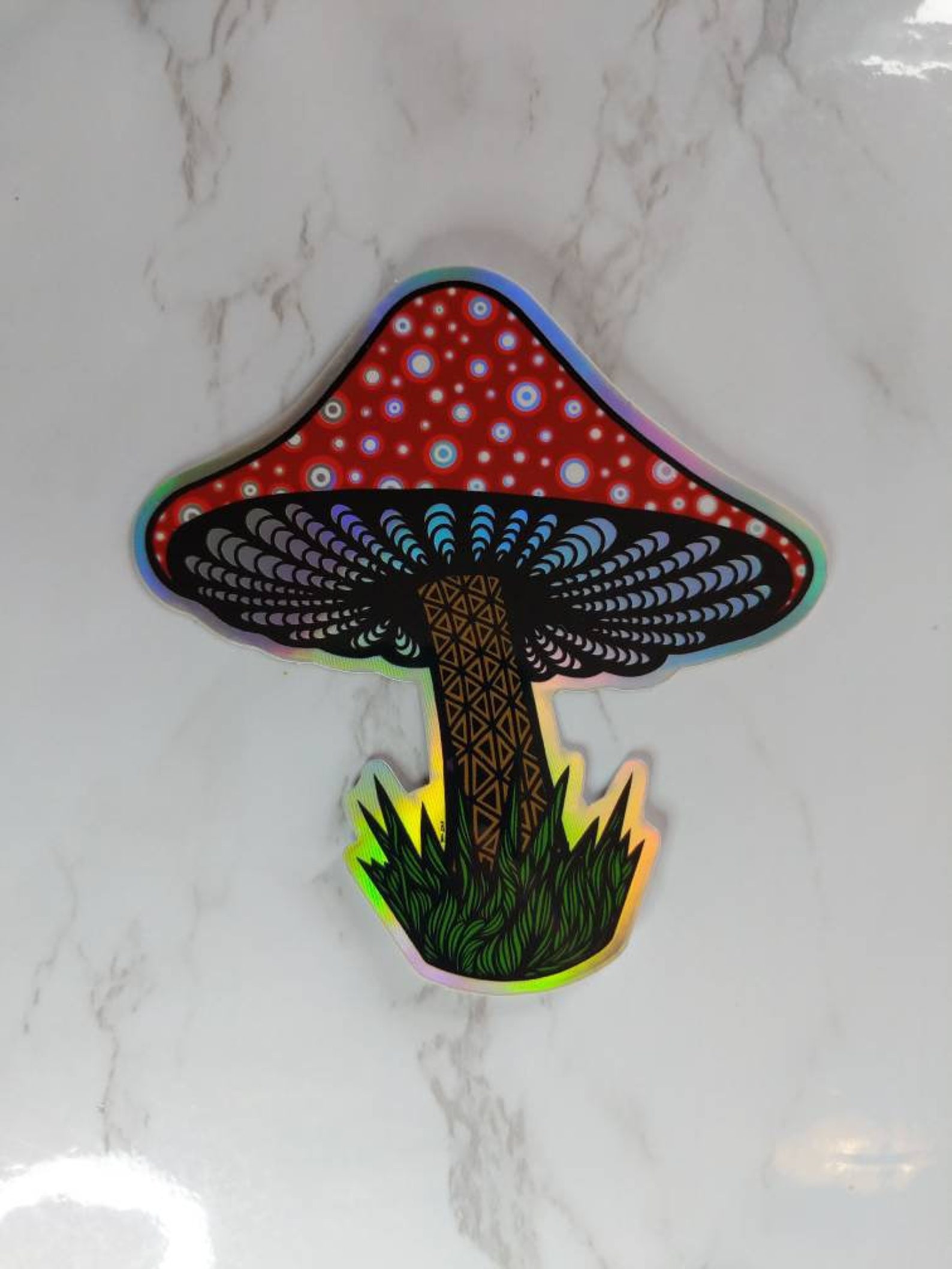 Holographic Magic Mushroom Vinyl Sticker Decal for Car | Etsy