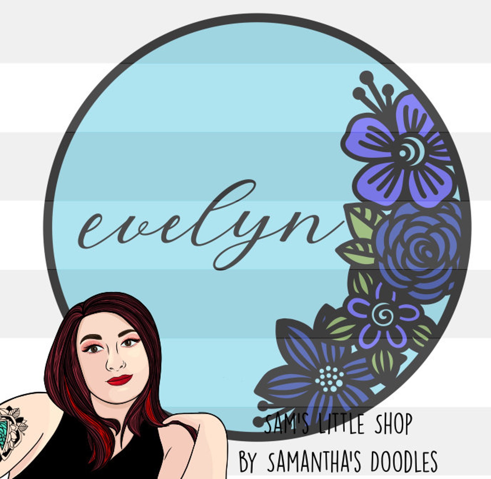 Evelyn Flower Wreath Cute Hand-drawn Flower Doodles SVG FILE - Etsy