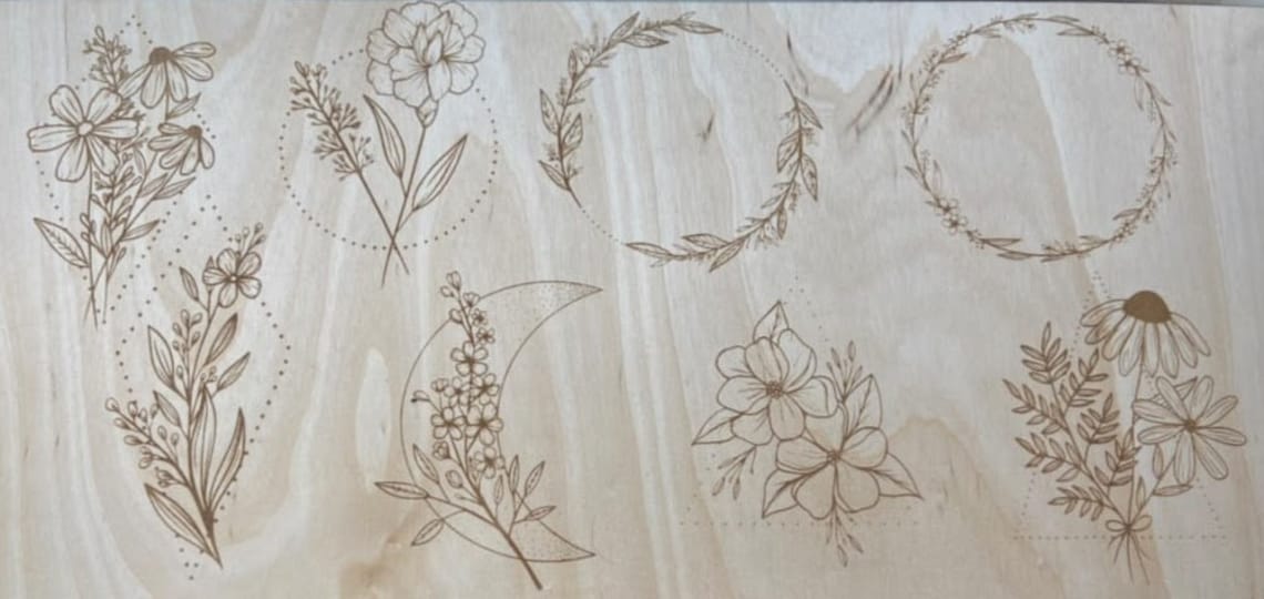 40 Flowers Engraving Bundle Flower Files for Laser Engraving | Etsy