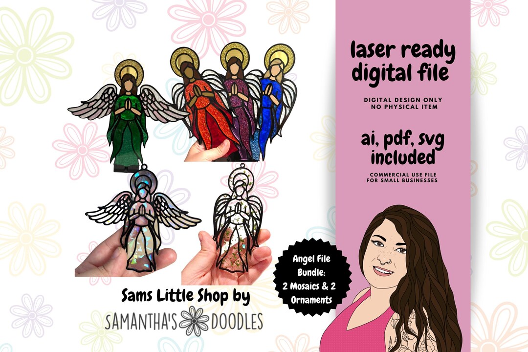 Christmas Angel Laser Cut File Bundle: Mosaic Shelf Sitter, Ornaments ...