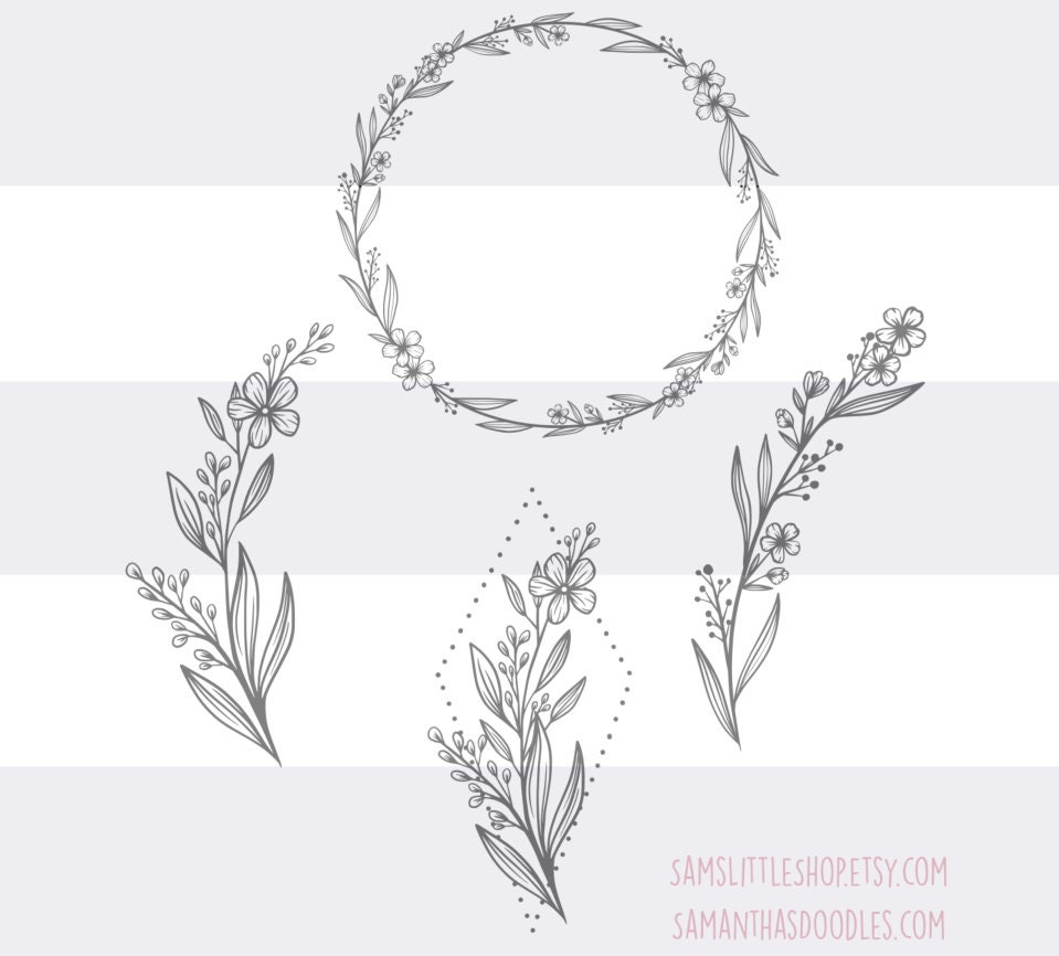 Blossoms Engraving File Bundle Flower Doodle Files - Etsy