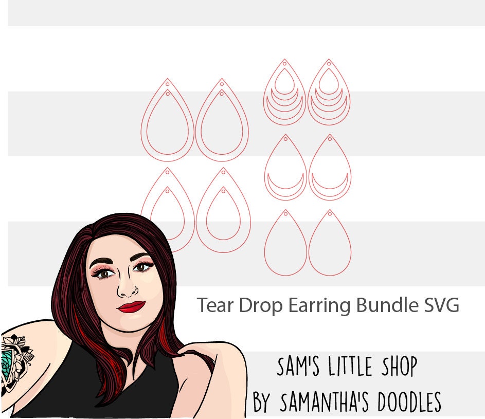 Tear Drop Earring SVG File Bundle - Samantha's Doodles Laser SVG Files ...