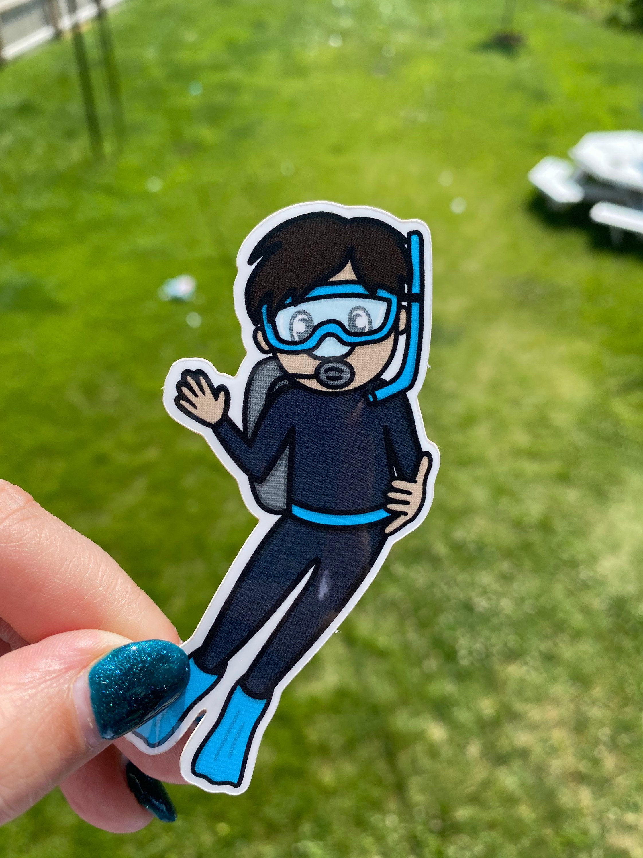 Cute Scuba Diver Sticker Waterproof Outdoor Safe Vinyl | Etsy