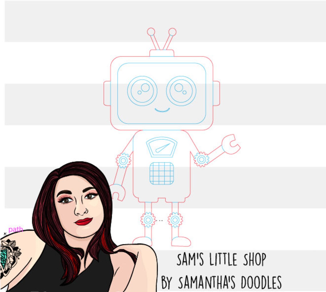 Bert the Bot Single Line Robot Cut File SVG File Single - Etsy