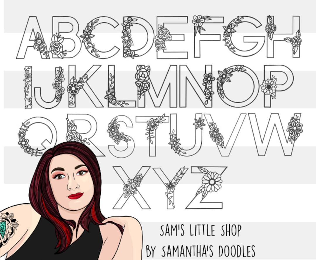 Floral Alphabet Engraving SVG Files Laser Cut Files Alphabet Keychain ...