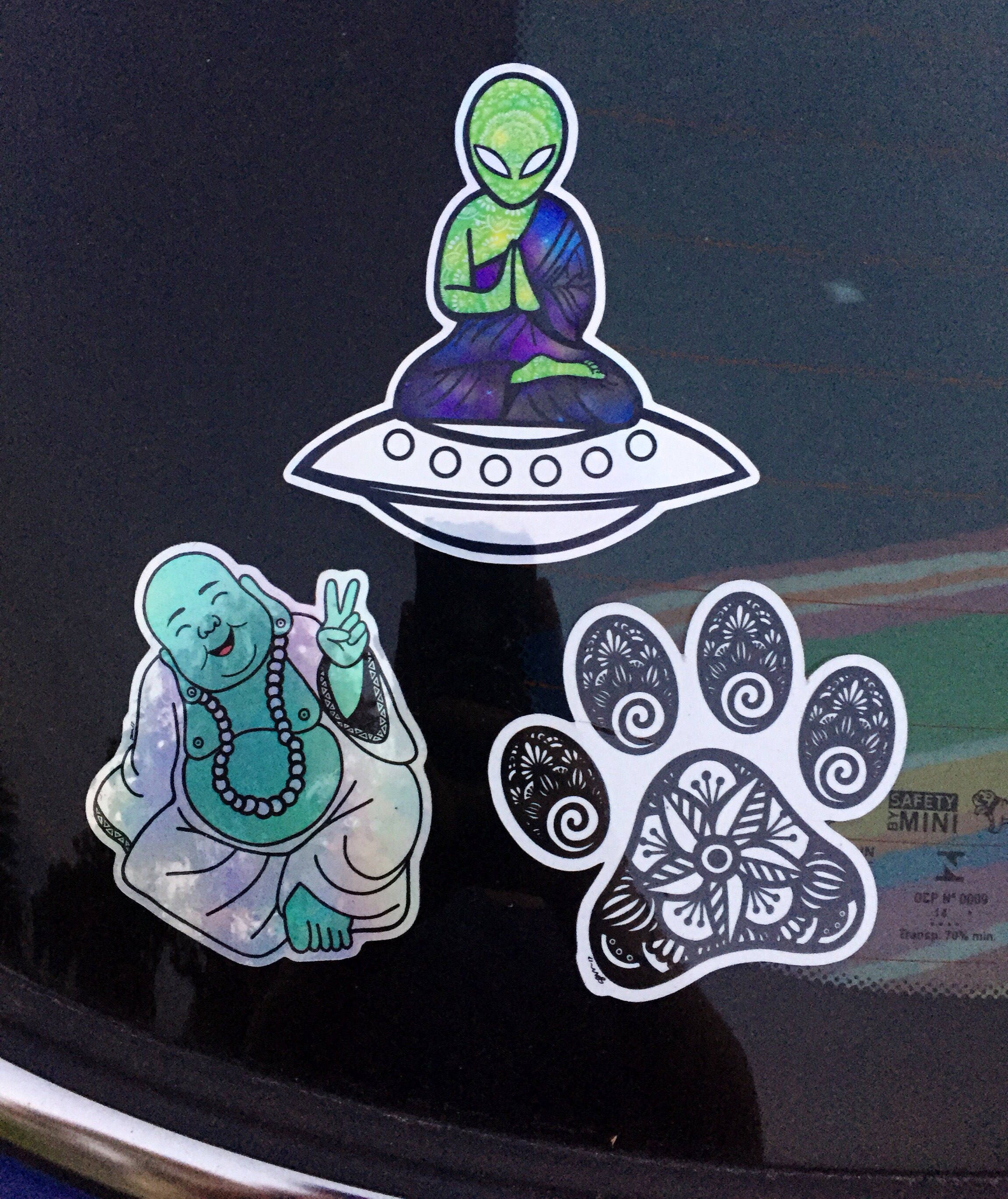 Holographic Meditating Alien Buddha Vinyl Sticker Decal for | Etsy