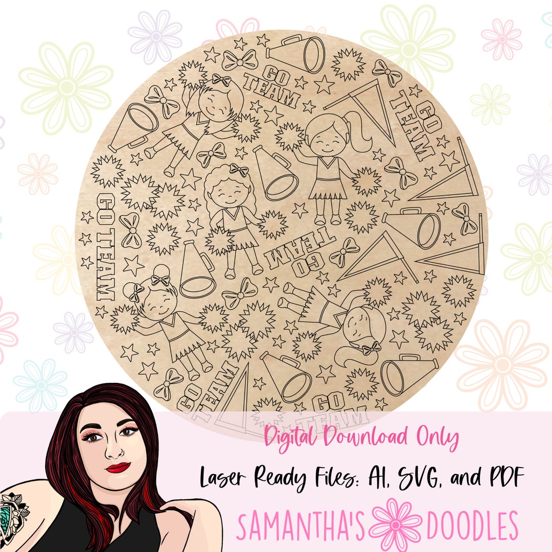 Cheer Squad Doodle SVG Bundle: Laser Scoring Files (digital Download ...